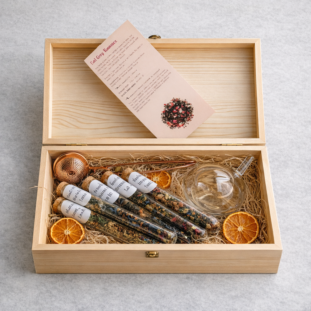 Wooden Tea Sampler Gift Set with Heart Cup – Organic Tea | TeaNova
